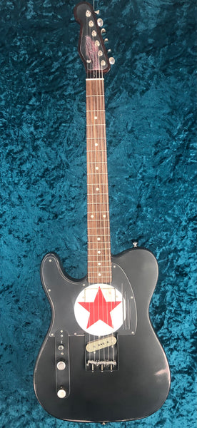 24060 LEFTY Red Star on Black Steelcaster – James Trussart Custom Guitars